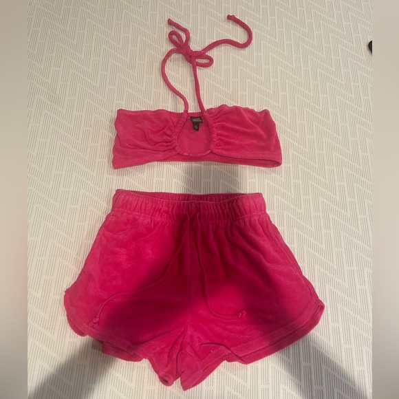 wild fable | Tops | Wild Fable Terry Cloth Hot Pink Tie Top | Poshmark